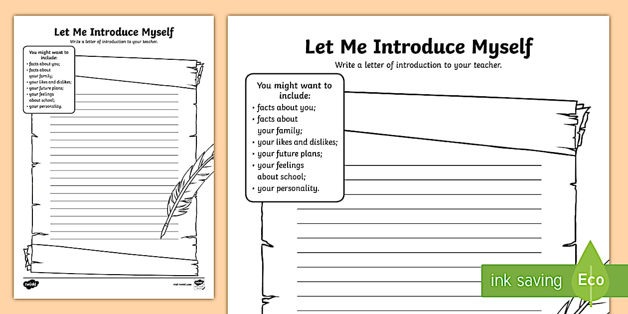 Writing a Self-Introduction Worksheet – KS2 Resource