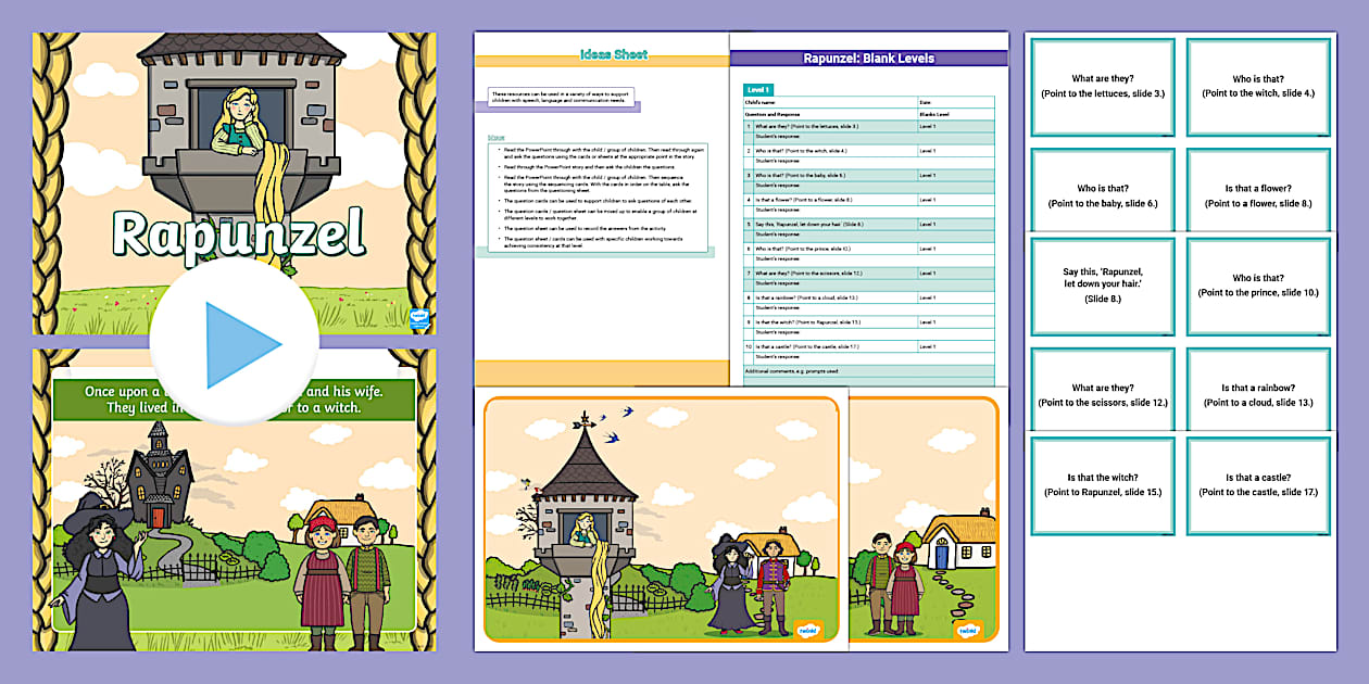 Rapunzel with Blanks Level Questions (teacher made) - Twinkl