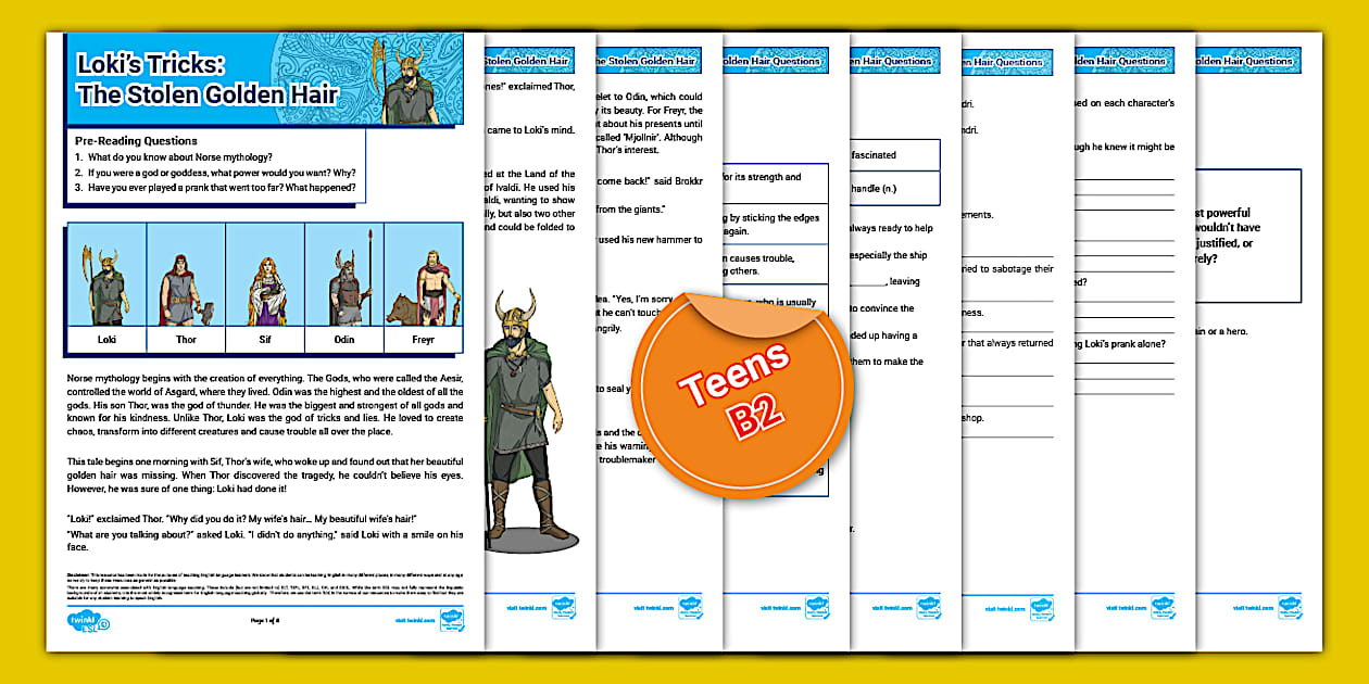 ESL Norse Tales: Loki's Tricks The Stolen Golden Hair Twinkl