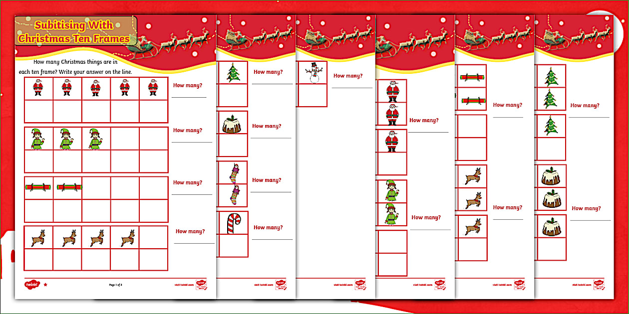 Subitising With Christmas 10 Frames (Teacher-Made) - Twinkl