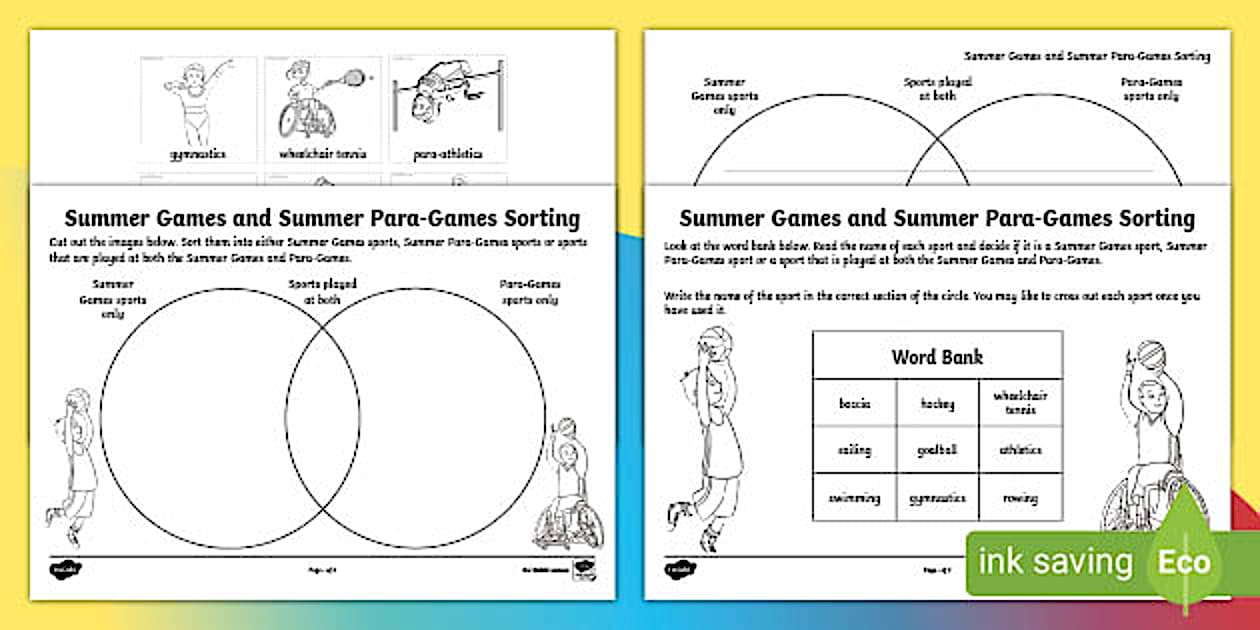 Summer Games and Para-Games Sports Sorting Activity - Twinkl