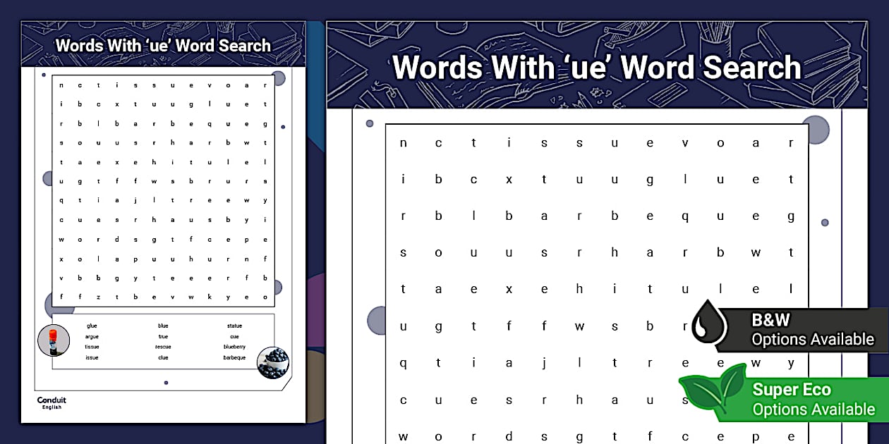 Reinforcing Sounds: Words With 'ue' Word Search - Twinkl
