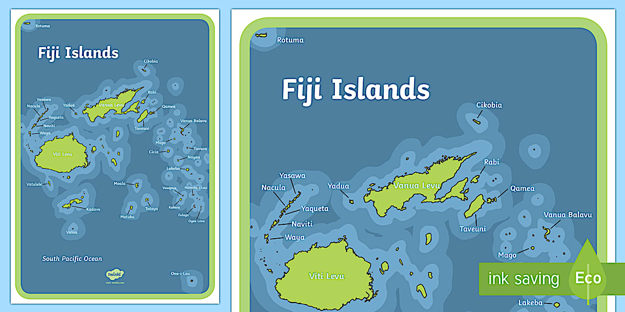Fiji Islands Map | Full-Colour Illustrated Map Resource