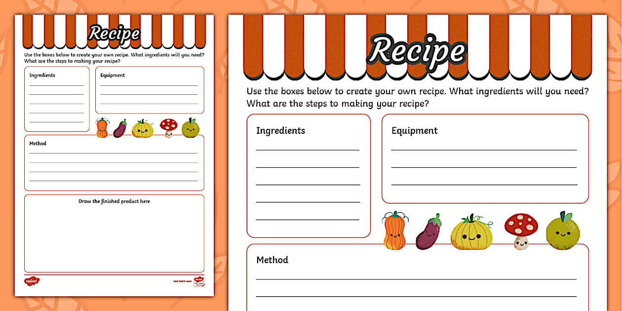 Autumn Market-Themed Recipe Writing Worksheet