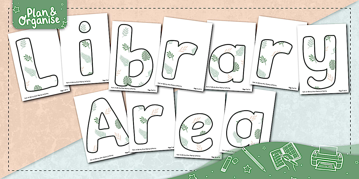 Library Area Display Lettering | Botanical Theme - Twinkl