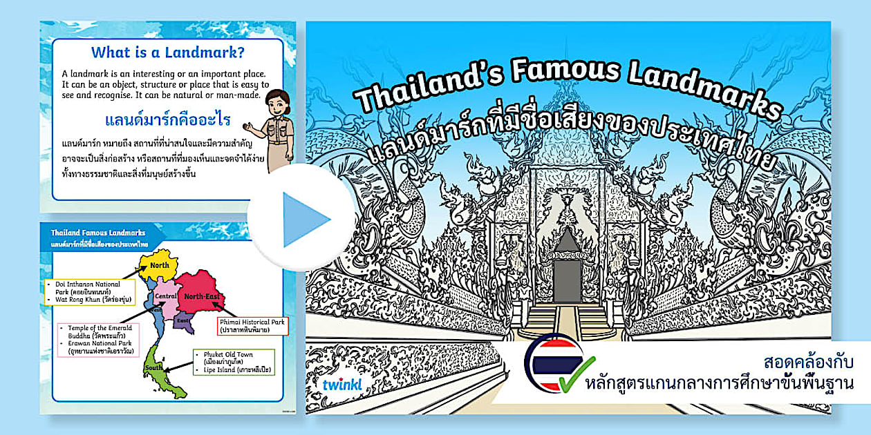 Thailand Famous Landmarks PowerPoint Thai&English