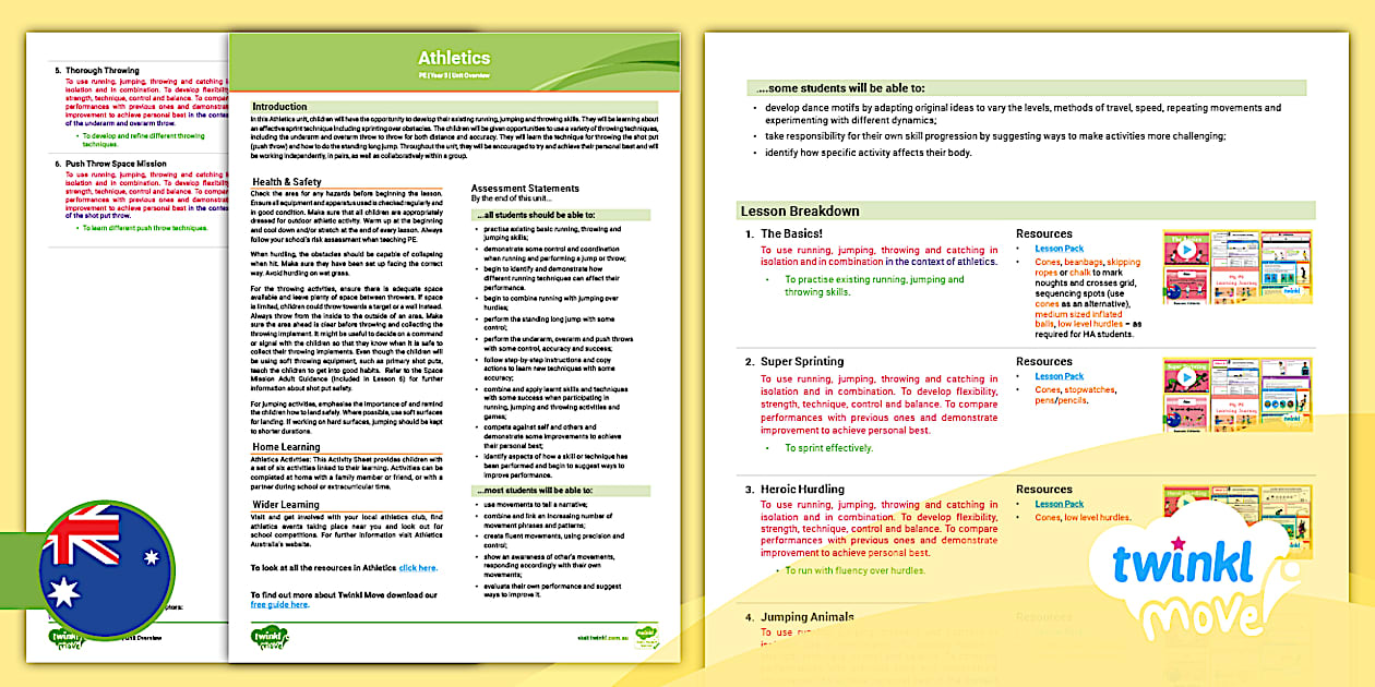 Move PE Year 3 Athletics Unit Overview - Twinkl