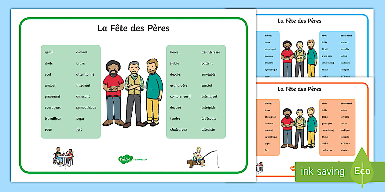 Cursive Ensemble de mots : fête des Pères (teacher made)