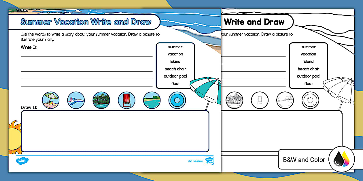 First Grade Summer Vacation Drawing Worksheet | Twinkl USA