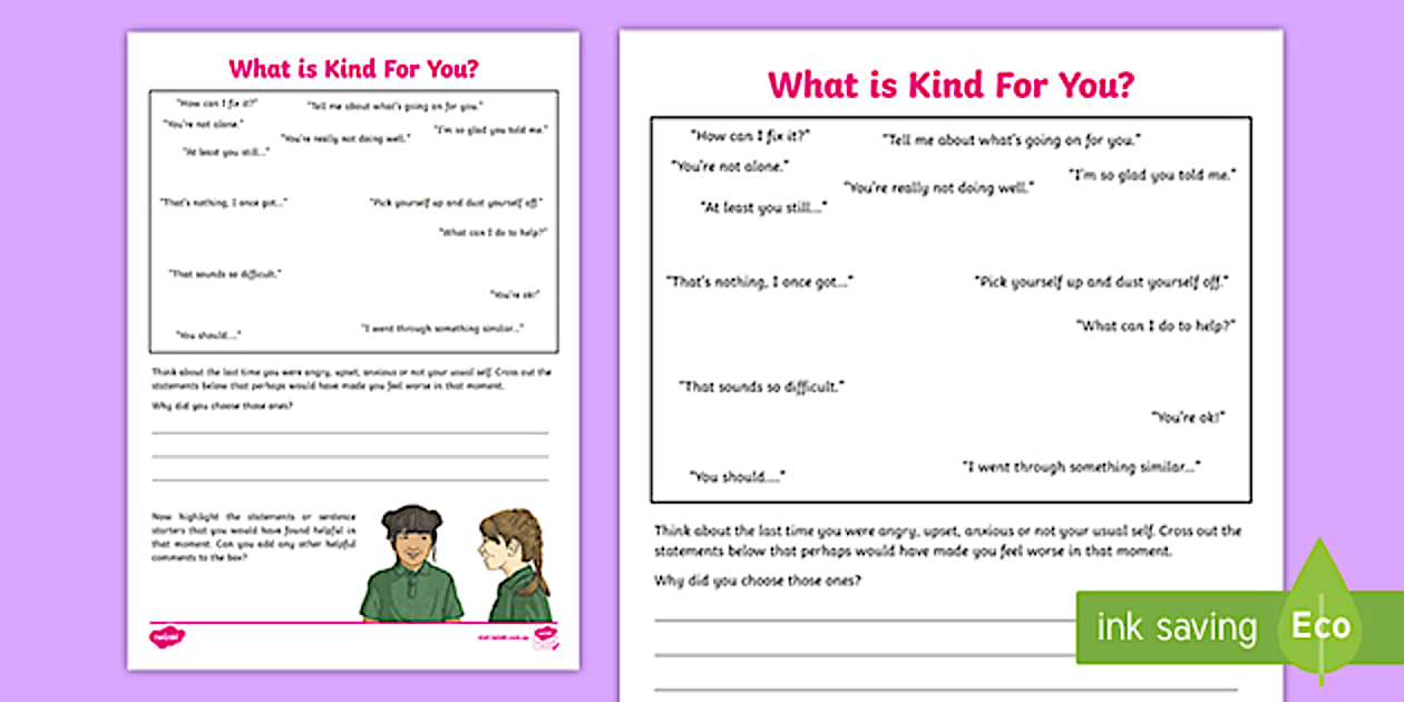 Defining Kindness Reflection (teacher made) - Twinkl