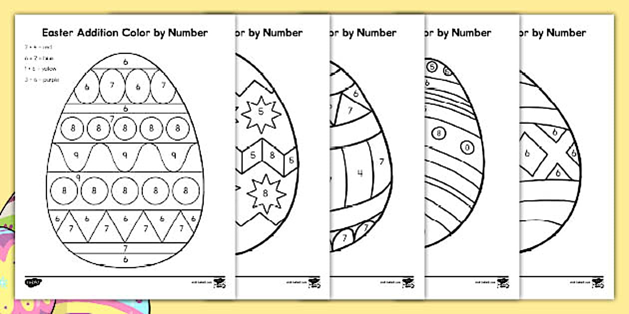 Easter Addition Color by Number | Printables | Twinkl USA
