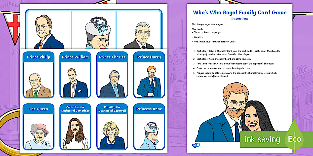 KS1 Who's Who? Royal Card Game - Twinkl