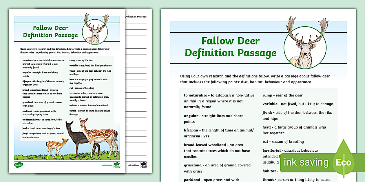 Fallow Deeer Definition Passage (teacher made) - Twinkl