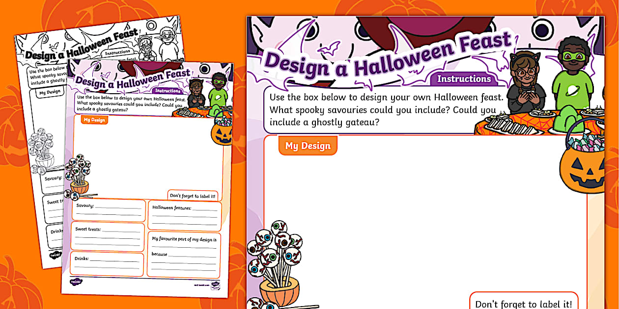 Design a Halloween Feast Worksheet (teacher made) - Twinkl