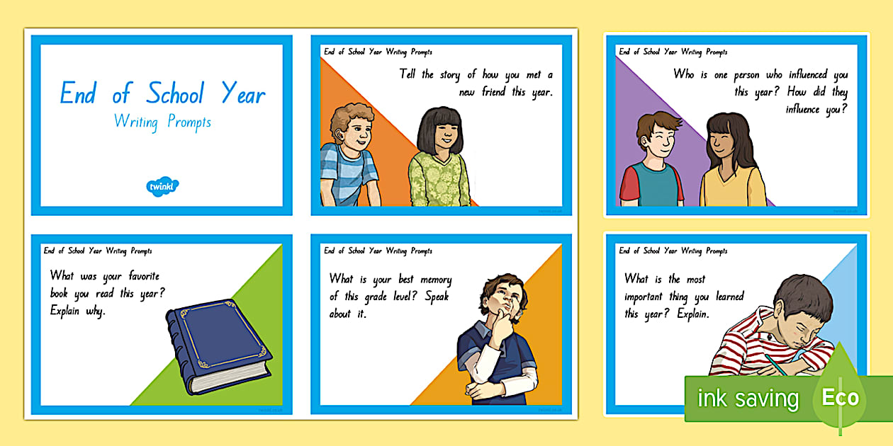 End of School Year writing and reflection Task Cards