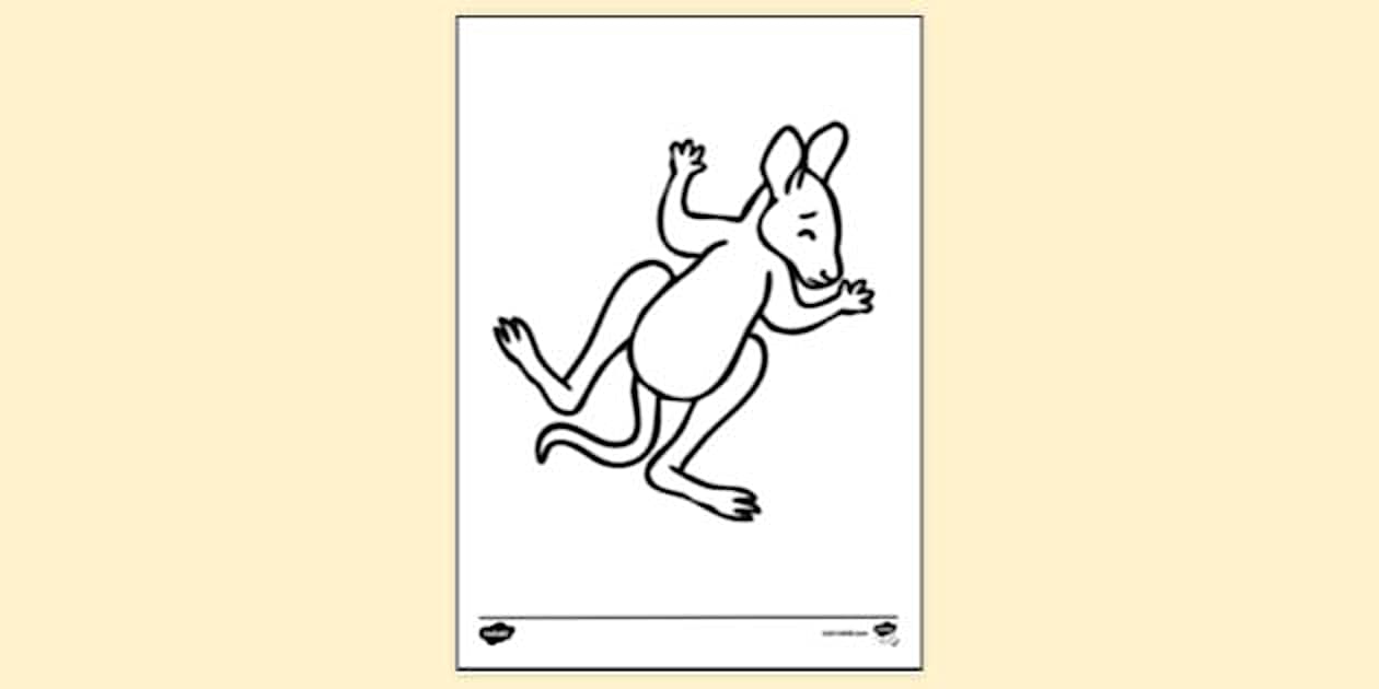 Baby Kangaroo (Joey) Flying Through The Air Colouring Sheets