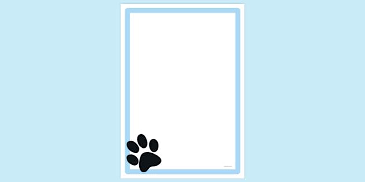 Simple Blank Silhouette of a Paw Print Page Border | Twinkl