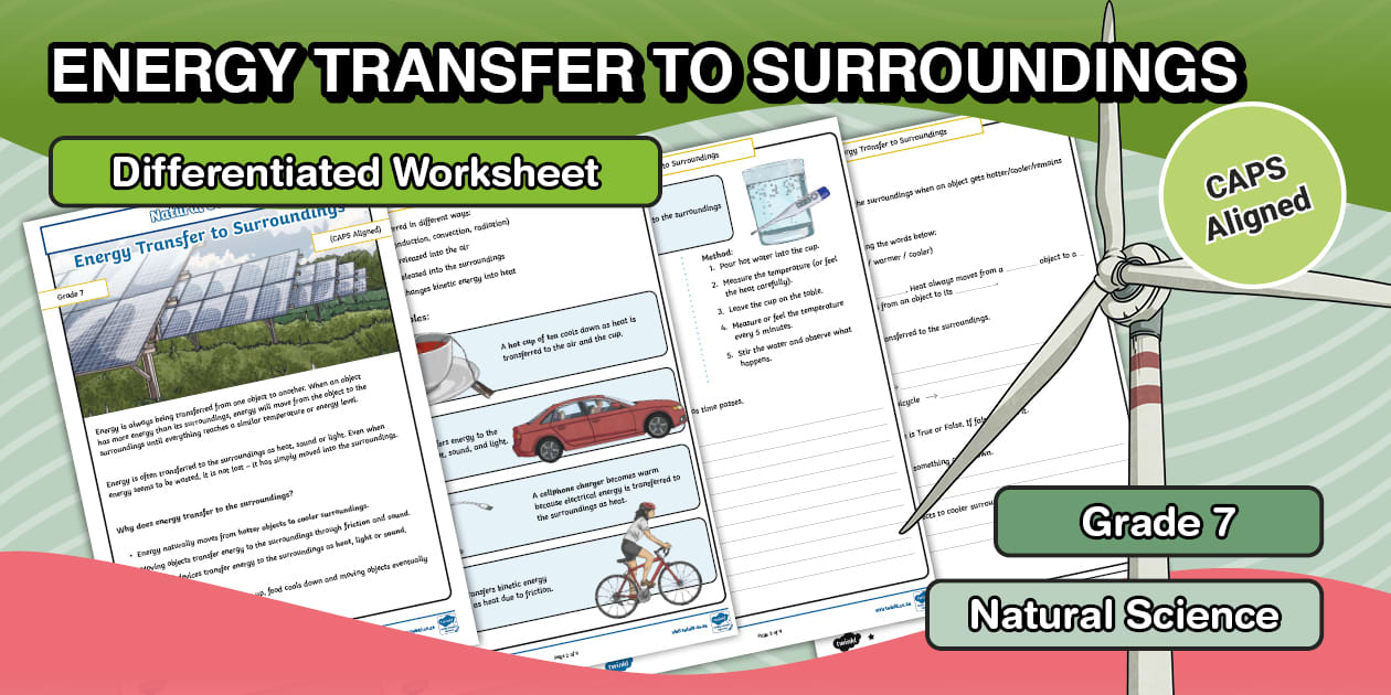 Energy Transfer to Surroundings- Differentiated Worksheet