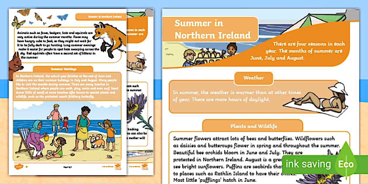 Differentiated Comprehension Summer Northern Ireland KS1