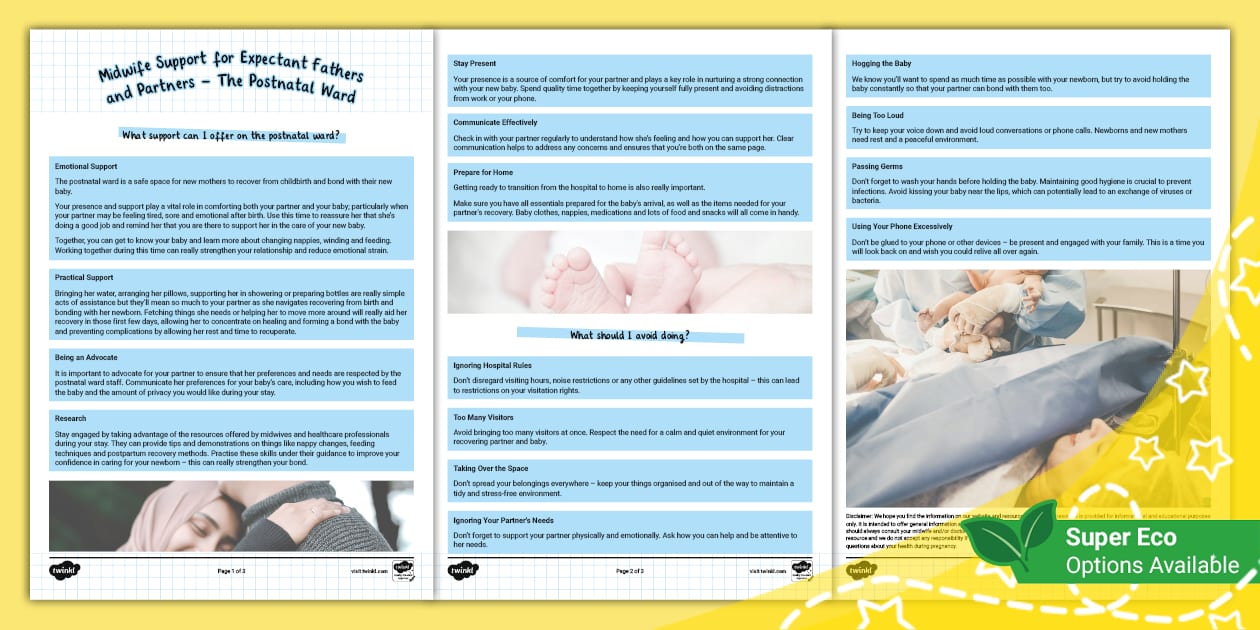 Guide for Expectant Fathers and Partners – Postnatal Ward