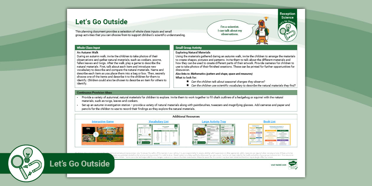 Kindergarten Autumn Plan Lets Go Outside Supports White Rose Science