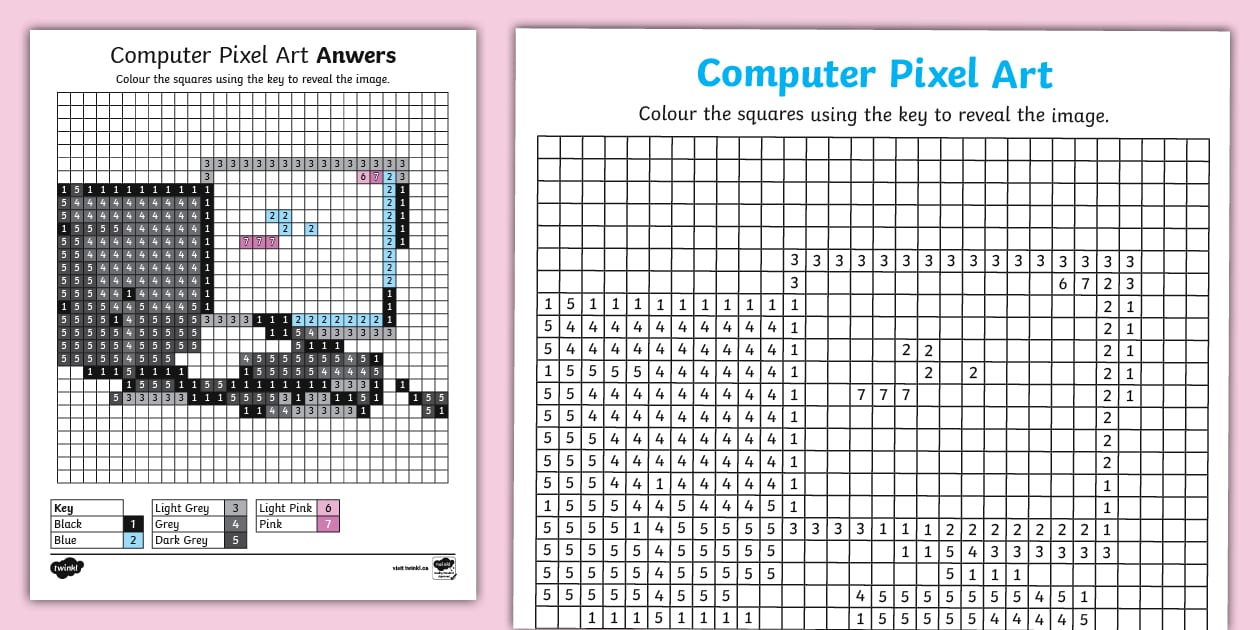 Computer Pixel Art Template (Teacher-Made) - Twinkl