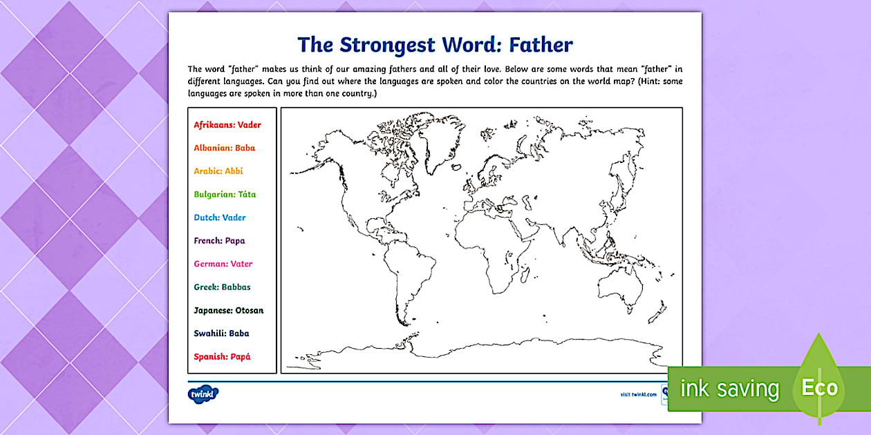 Father in Different Languages Worksheet | Twinkl USA
