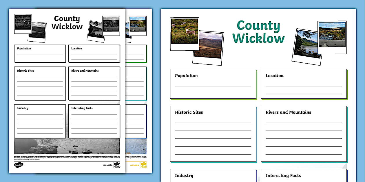 County Wicklow Fact File Template (teacher made) - Twinkl