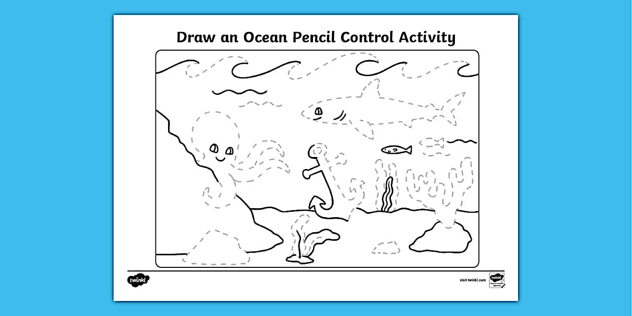 A Draw an Ocean Pencil Control Activity | Twinkl | EYFS