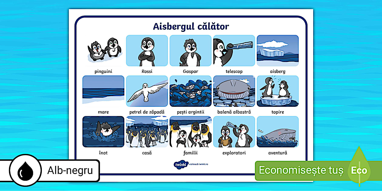 Aisbergul călător – Planșă cu vocabular - Twinkl
