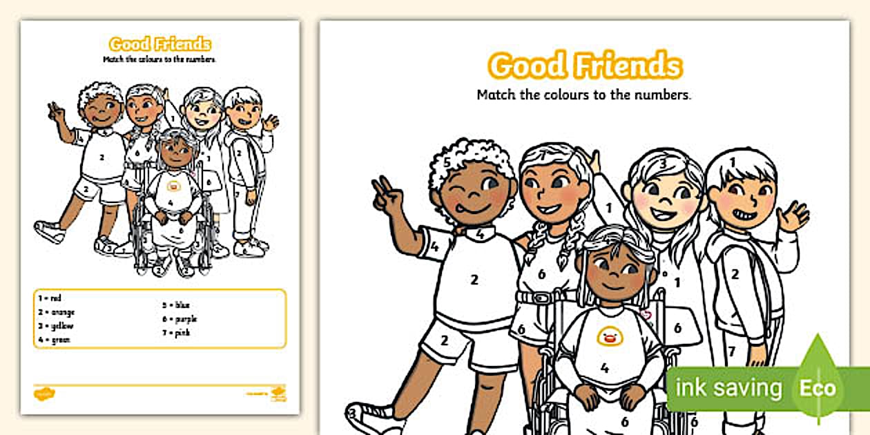 Good Friends Colour by Number Activity Sheet (teacher made)