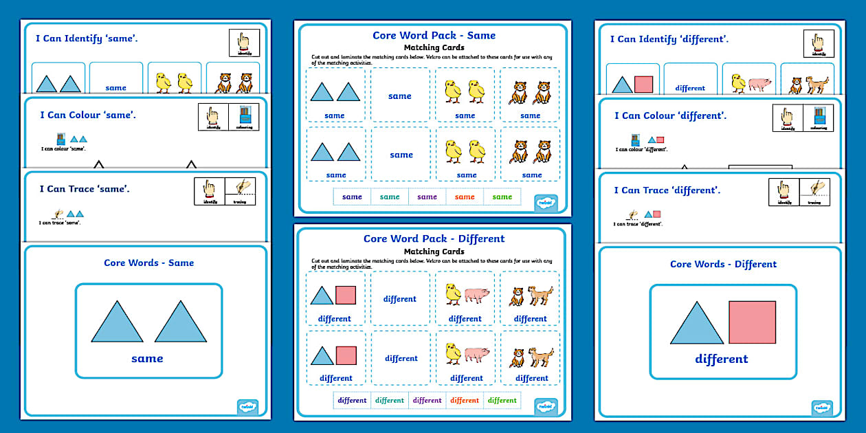 Core Word Pack - Same/Different (teacher made) - Twinkl