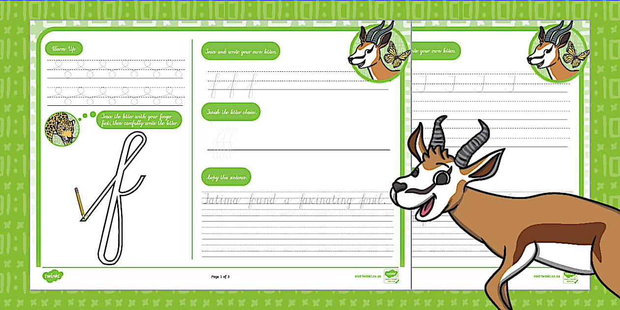 Grade 3 Cursive Letter Formation Mats - Ff (teacher made)