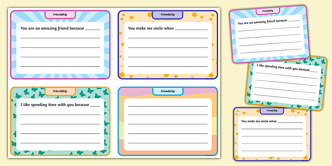 Friendship Note Card Template (teacher made) - Twinkl