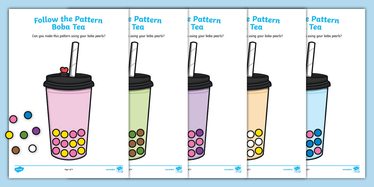 Follow the Pattern - Boba Tea (teacher made) - Twinkl