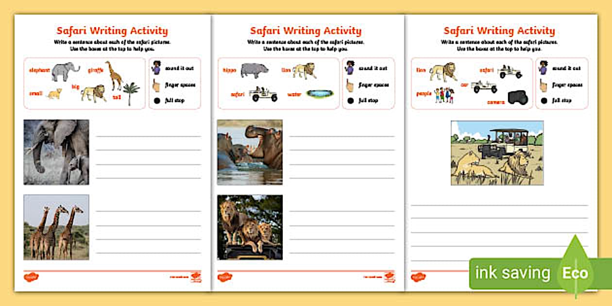 Editable Safari Early Writing Activities - Twinkl