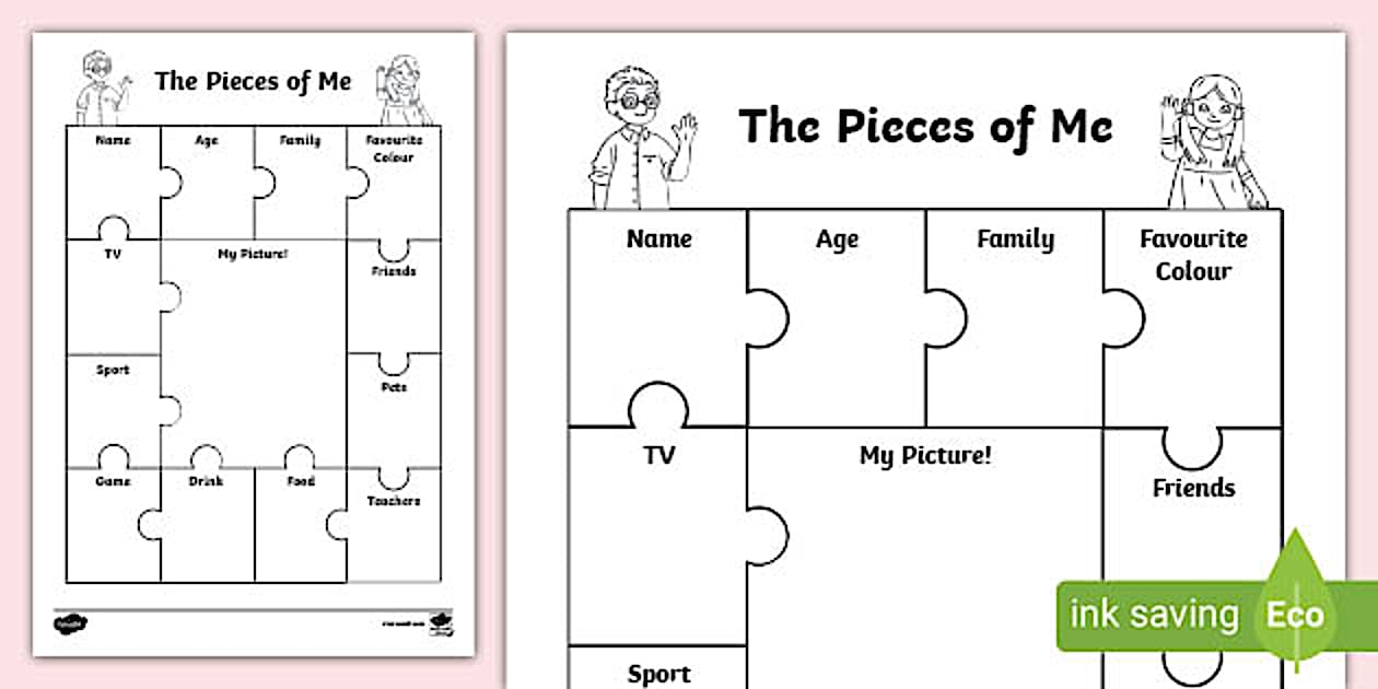 The Pieces of Me Worksheet / Worksheet - Twinkl