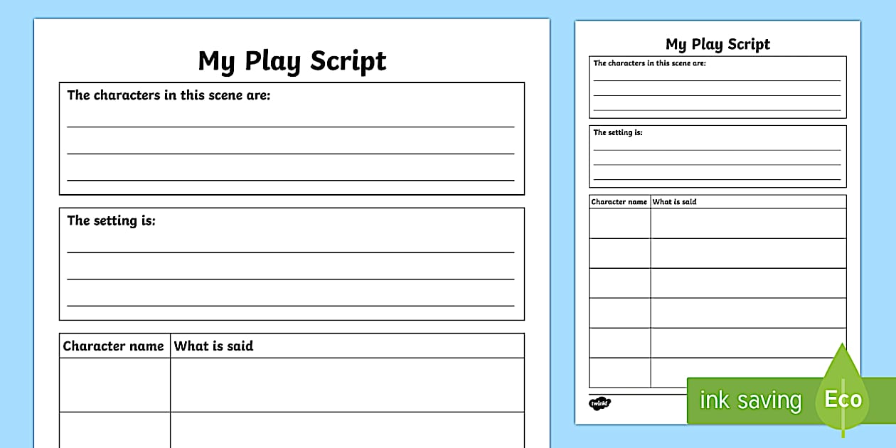 Editable Play Script Template (professor feito) - Twinkl