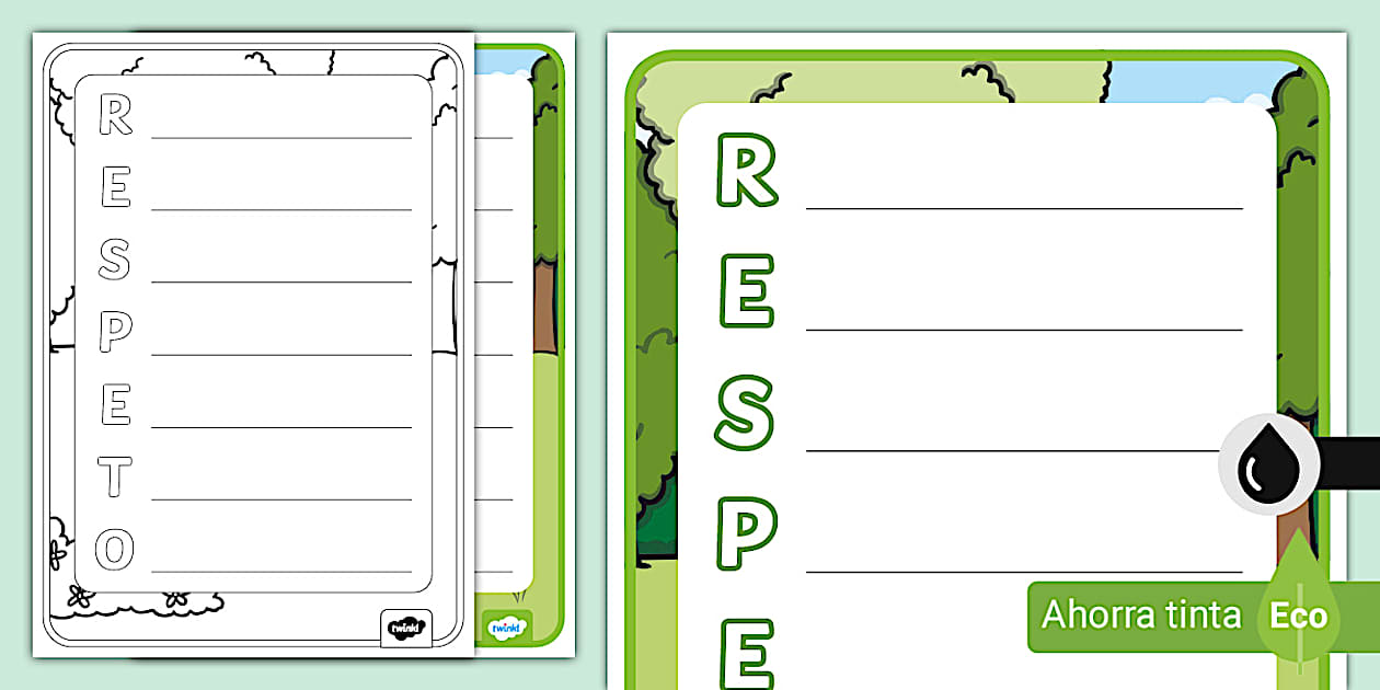 Acróstico con la palabra respeto - Plantilla imprimible