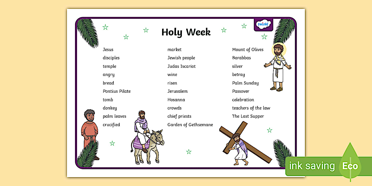 Cursive Holy Week KS1 Word Mat (Hecho por educadores)