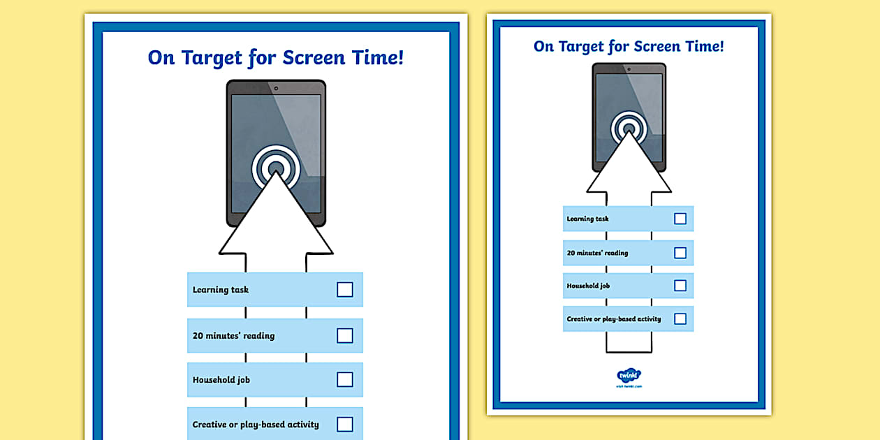 Editable On Target for Screen Time Checklist - Twinkl