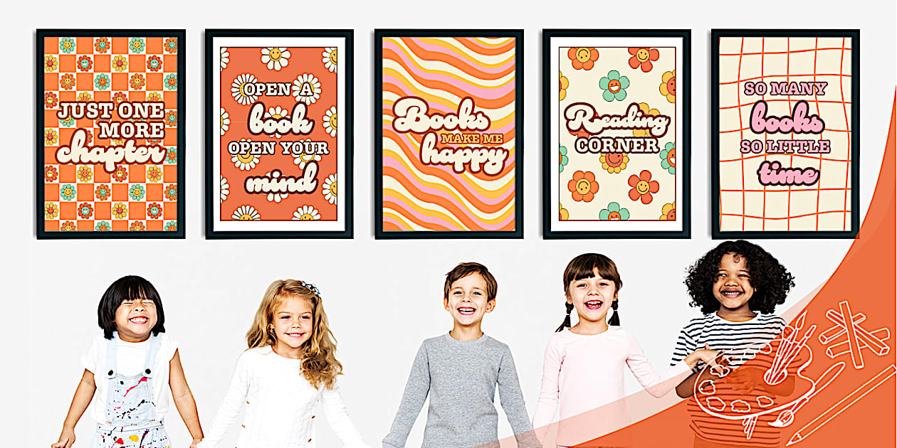 Retro Reading Corner Inspirational Posters Pack - Twinkl