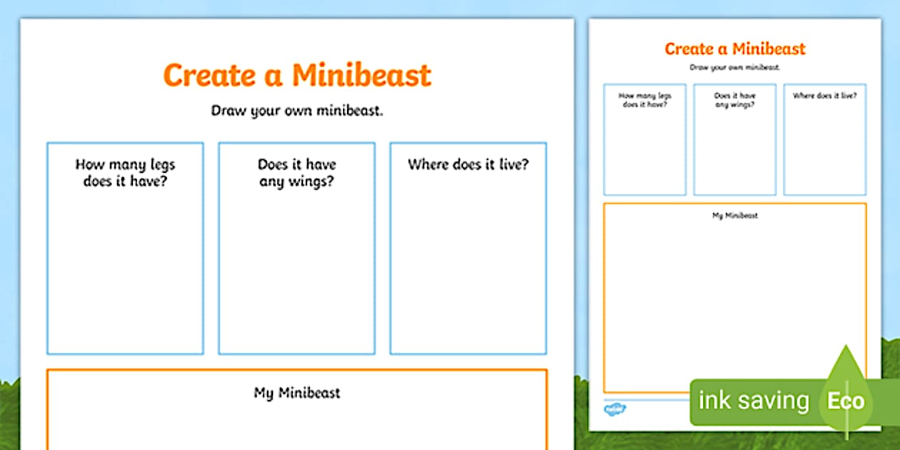 Black and White Create a Minibeast Worksheet (teacher made)