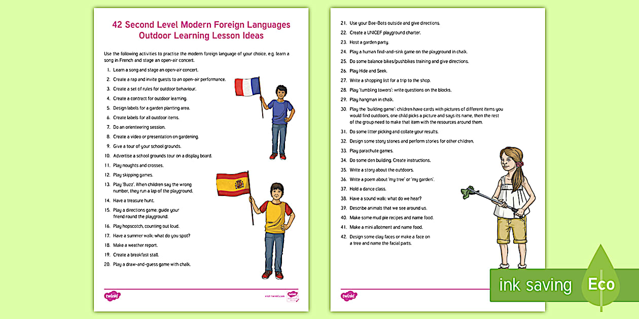 42 Second Level Modern Foreign Languages Outdoor Learning Lesson Ideas