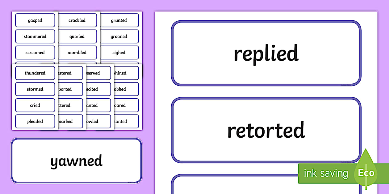 Synonyms for Said Word Wall (Hecho por educadores) - Twinkl