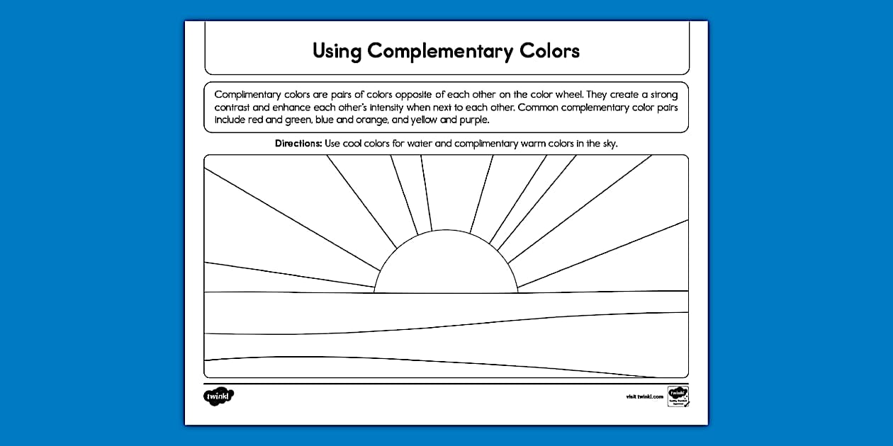 Second Grade Using Complimentary Colors Worksheet | Twinkl US