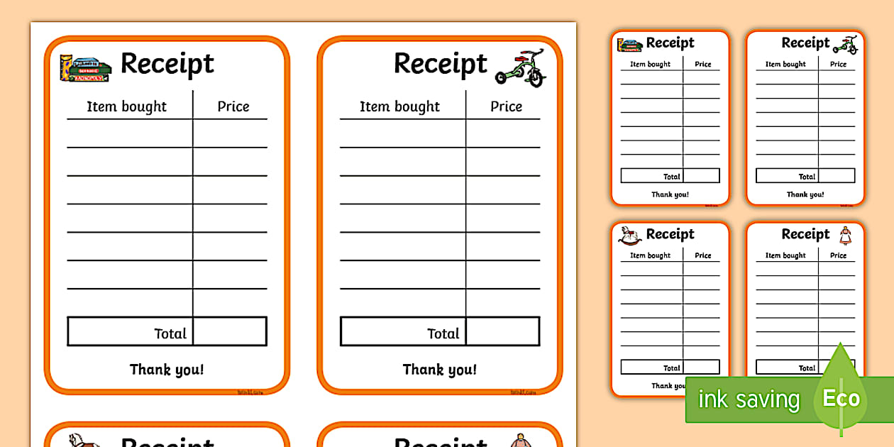 Toy Shop Role Play Receipts (Teacher-Made) - Twinkl