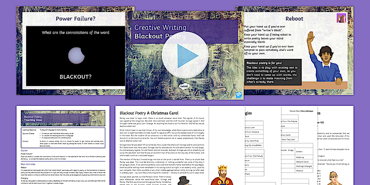 Blackout Poetry Lesson Pack | Teacher Made Resource - Twinkl