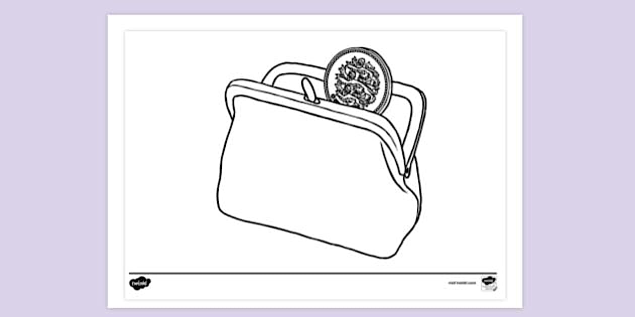 Coin Purse with Pound Coin Colouring Sheet (teacher made)