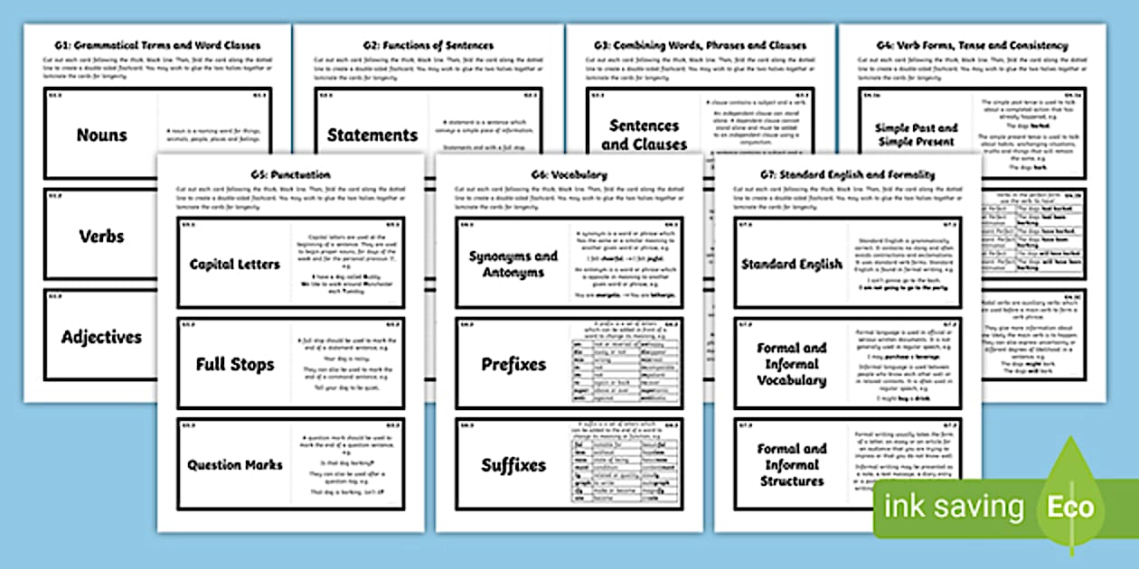 Year 6 SATs Survival: Grammar Definition Flashcards - Twinkl